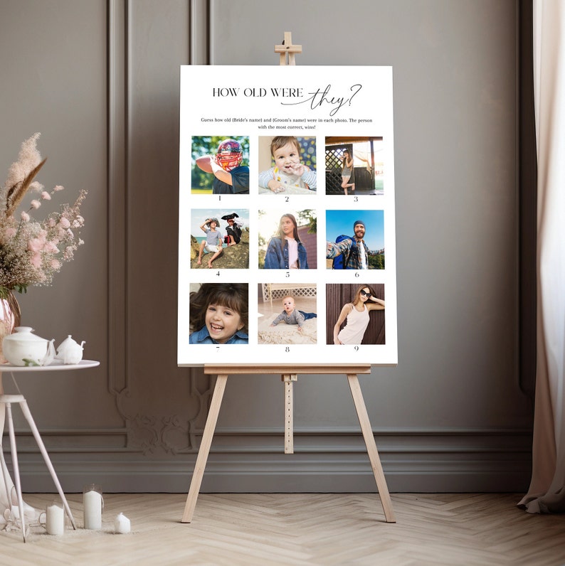 How Old Was the Bride and Groom Photo Game, Large Game Sign, Minimalist ...