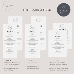 Monogram Wedding Menu and Thank You Card, Printable Dinner Menu, Thank ...