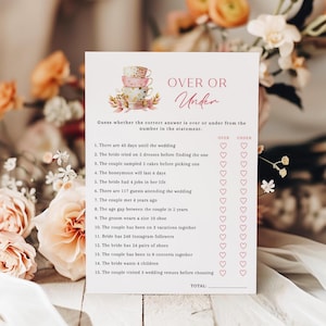 Over or Under Bridal Shower Game Template, High Tea Shower Game, Bridal ...
