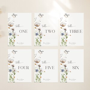 Wildflower Wedding Table Numbers, Floral Table Number Card, Printable ...