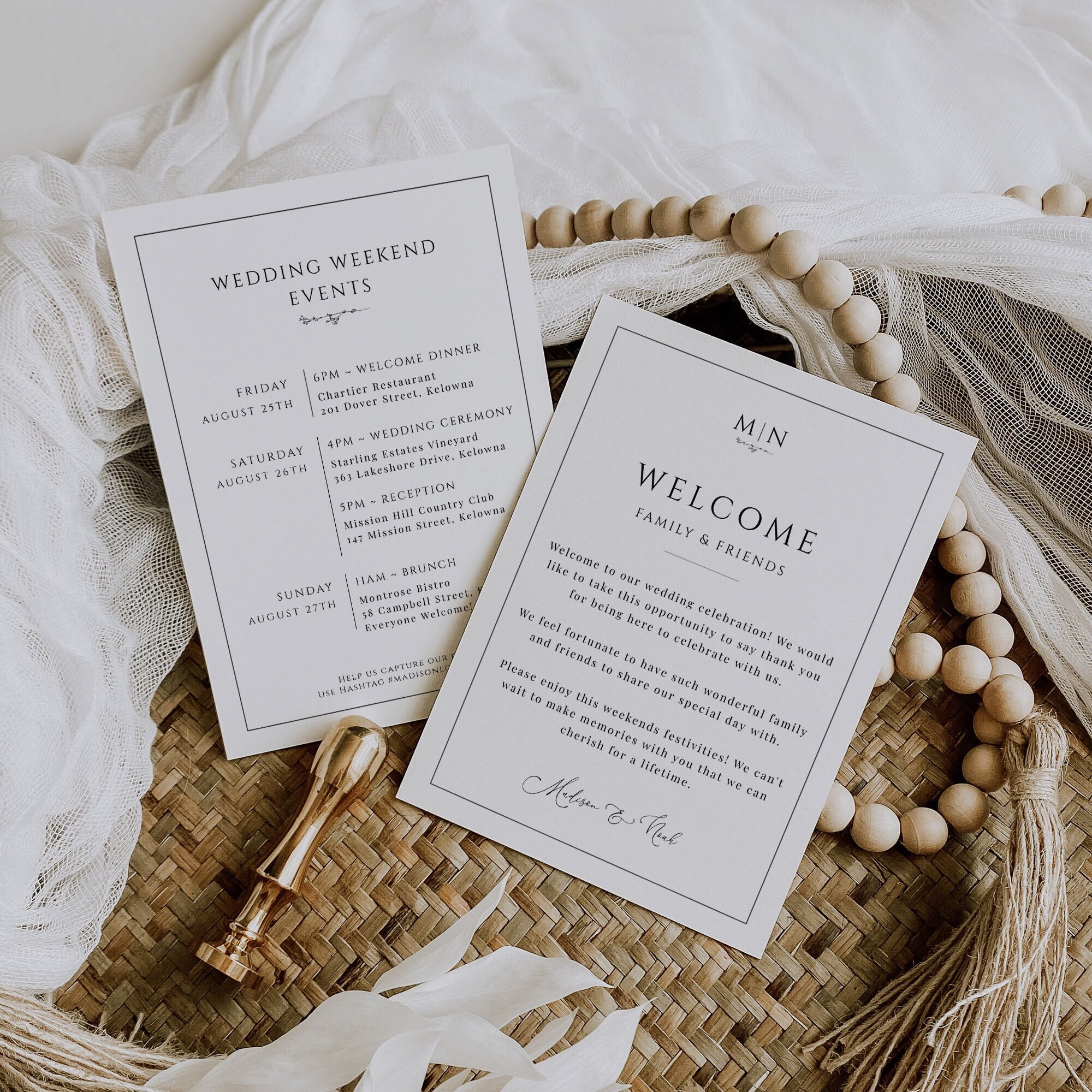 Classic Wedding Welcome Letter and Timeline Traditional - Etsy