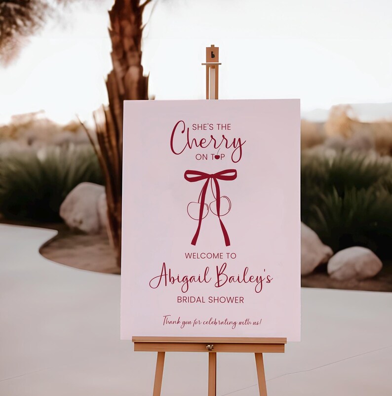 Cherry on Top Welcome Sign, Cherry Bridal Shower Welcome Poster, She's ...