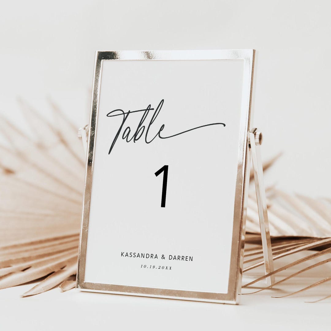 Wedding Table Numbers Printable, Minimalist Table Number Cards, Simple ...