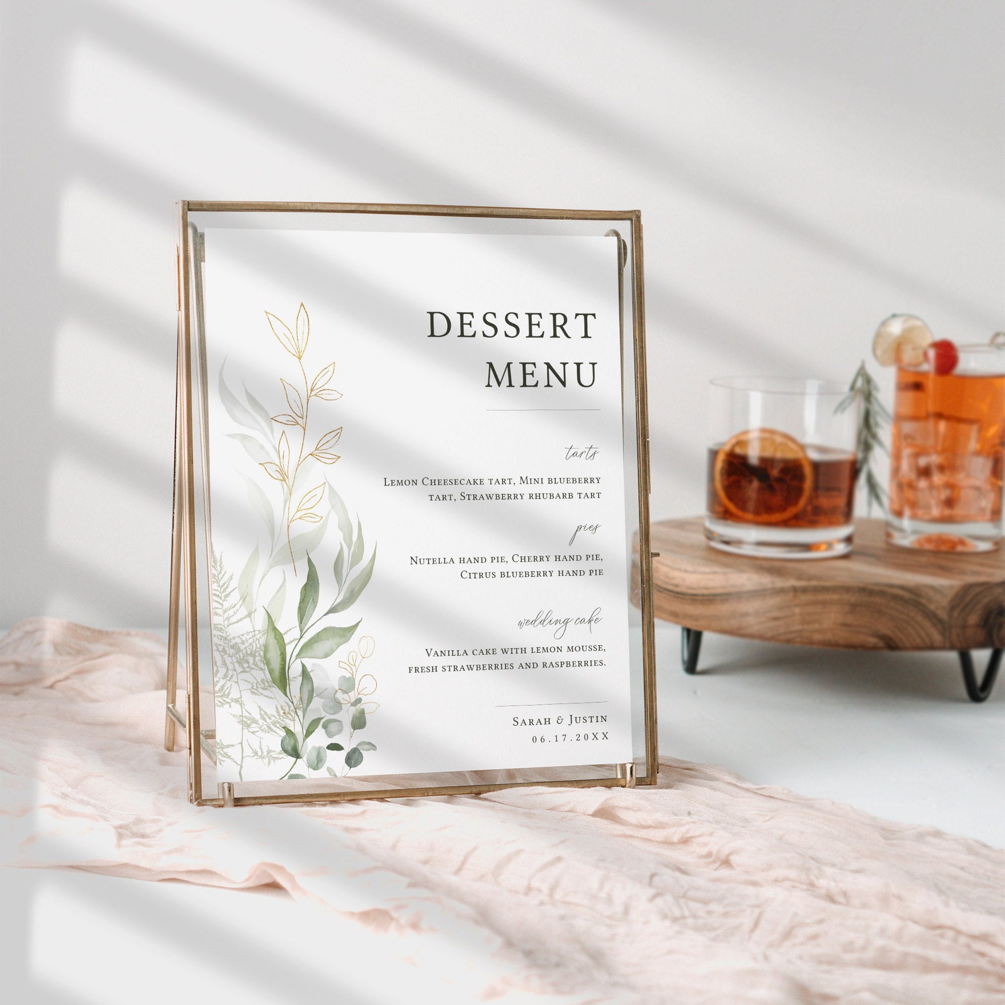 Greenery Wedding Dessert Menu Template, Wedding Dessert Sign, Printable ...