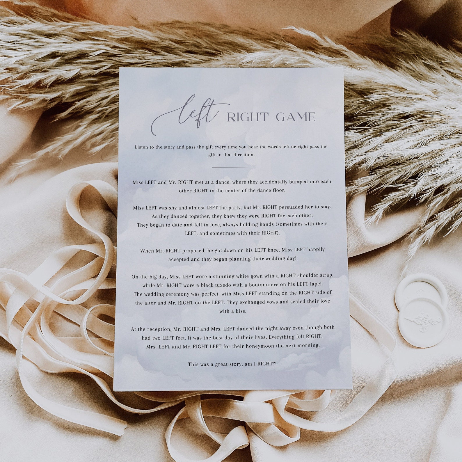 Left Right Bridal Shower Game, Cloud Nine Bridal Shower Game, Bridal ...
