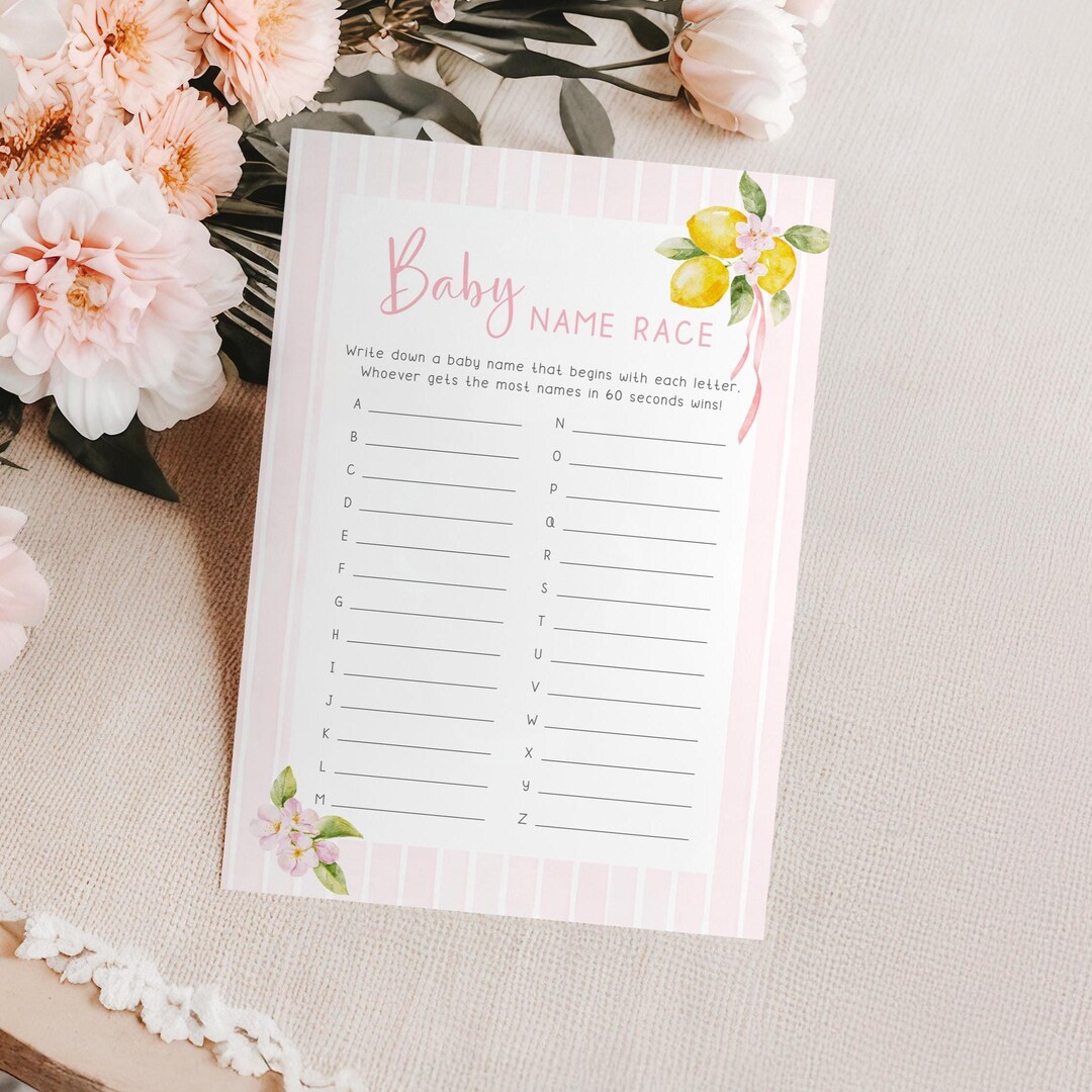 Lemon Baby Name Race Game, Ciao Baby ABC Name Race Template, Pink ...