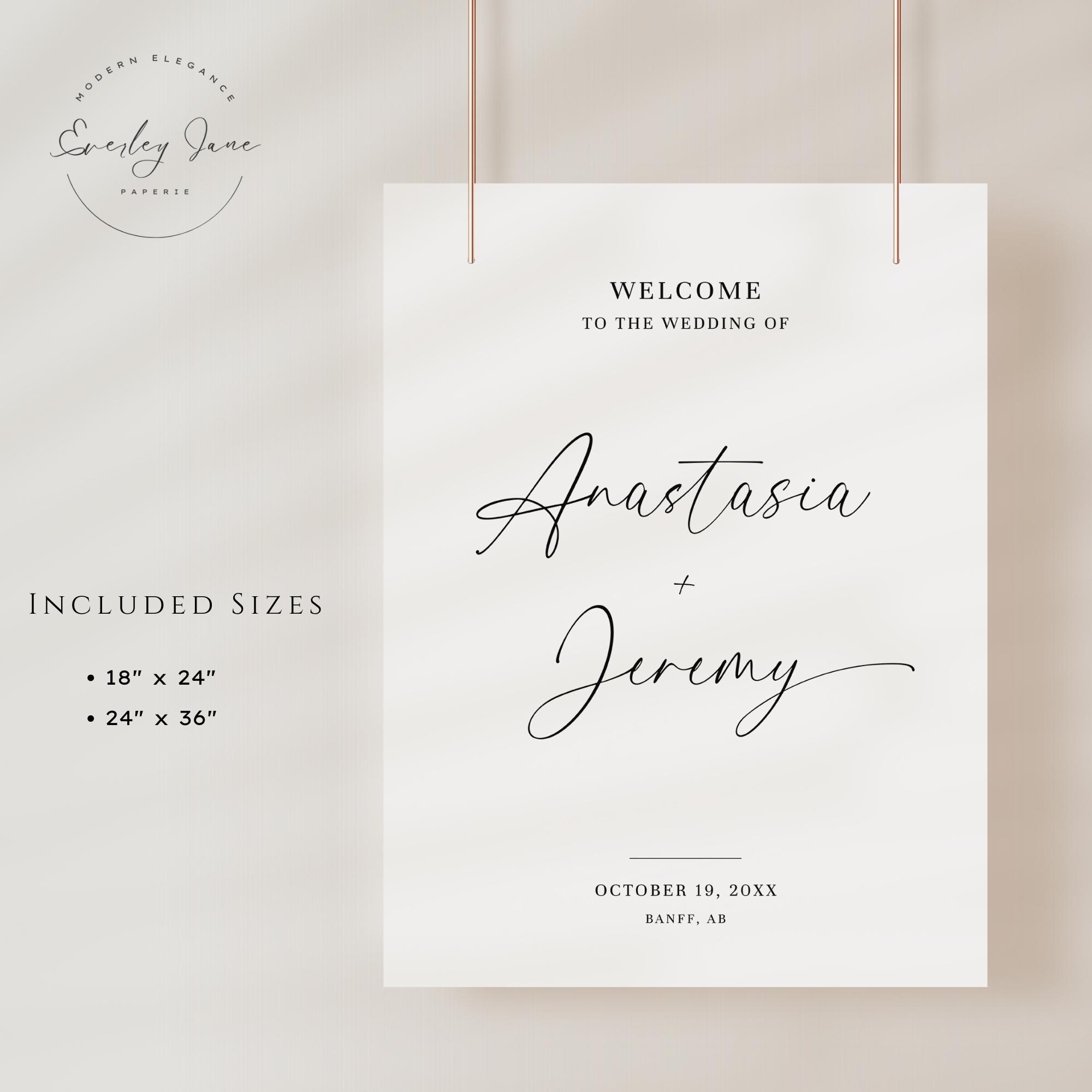 Minimalist Wedding Welcome Sign, Simple Wedding Welcome Sign, Large ...