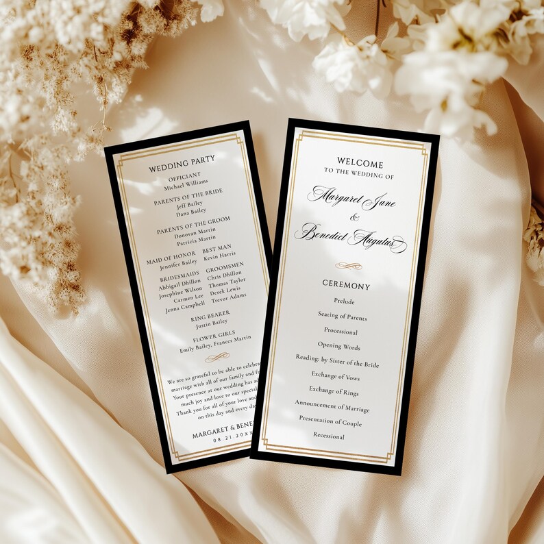 Classic Old Money Wedding Program Template, Luxury Vintage Wedding ...