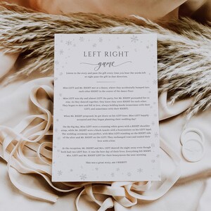 Left Right Bridal Shower Game, Snow in Love Bridal Shower Games, Bridal ...