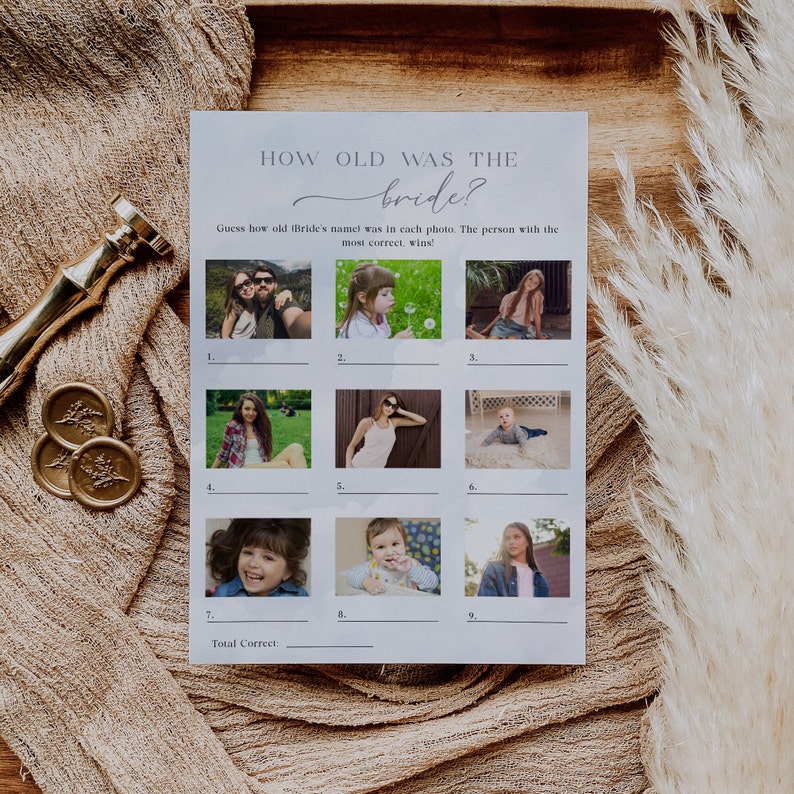 How Old Was the Bride to Be Game, on Cloud Nine Bridal Shower Game ...