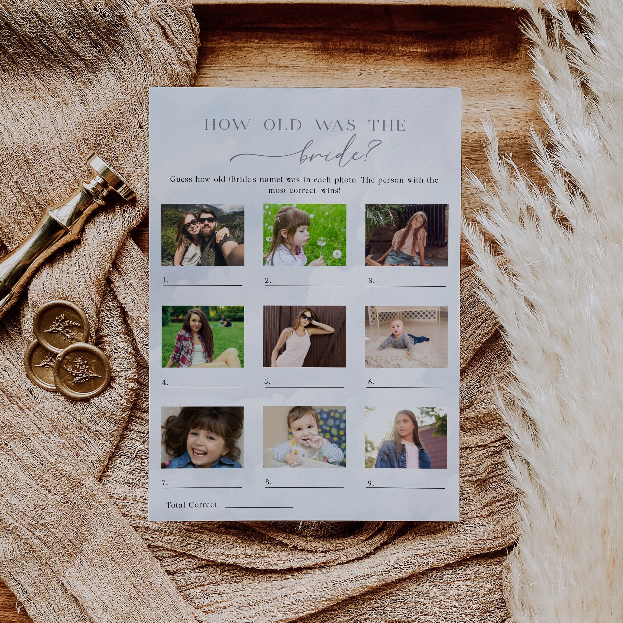 How Old Was the Bride to Be Game, on Cloud Nine Bridal Shower Game ...