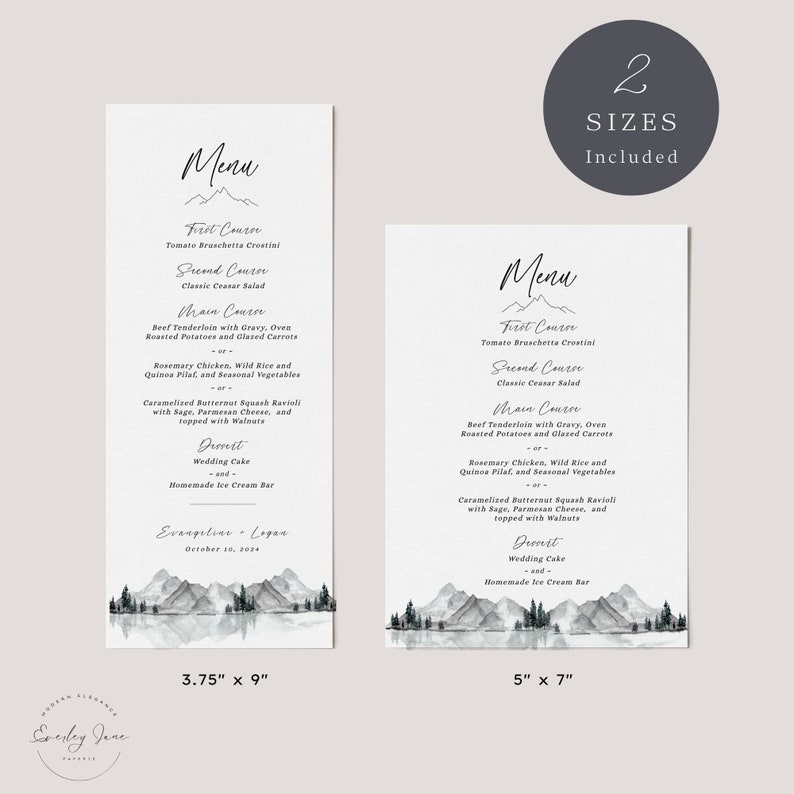 Rustic Wedding Menu Template Editable Dinner Menu Card - Etsy