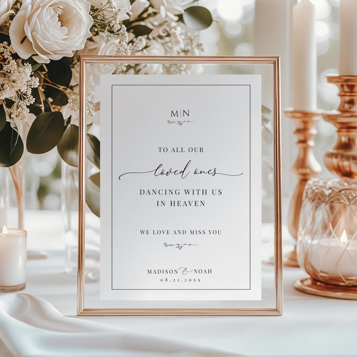 Wedding Memorial Sign, Dancing With Us in Heaven Memory Table Sign, in ...