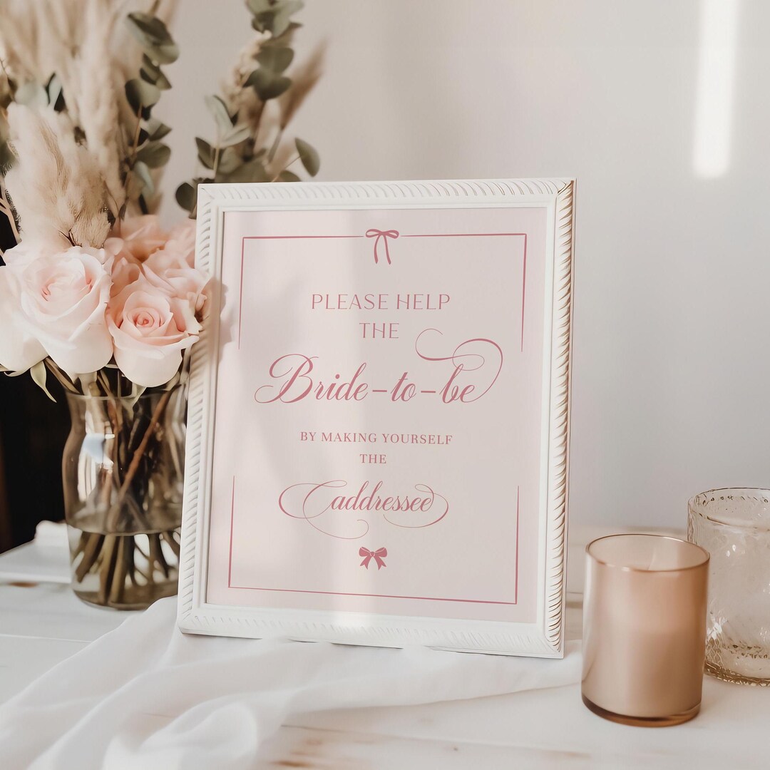 Address the Envelope Sign Bridal Shower, Bow Bridal Shower, Address ...