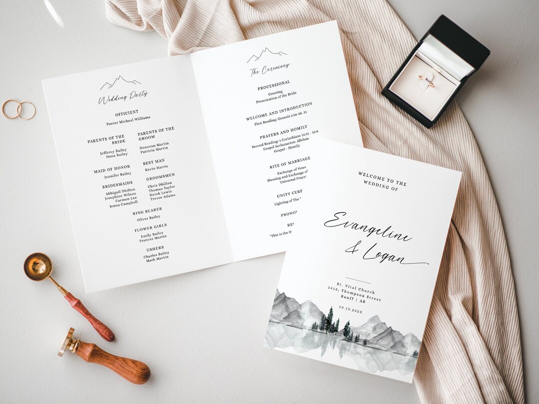 Church Wedding Program Template, Rustic Wedding Program, Christian ...