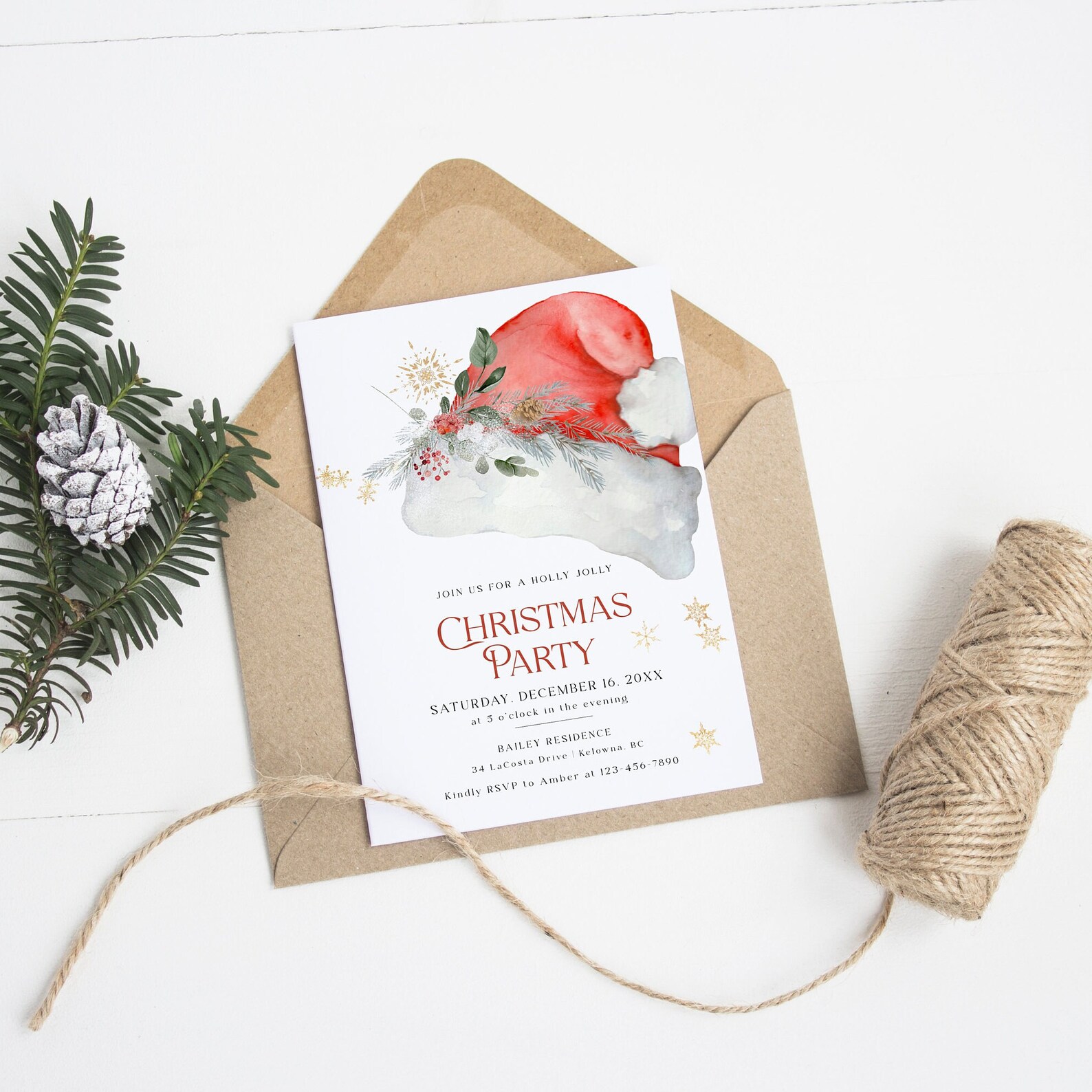 Santa Hat Christmas Party Invitation Christmas Party Invite - Etsy