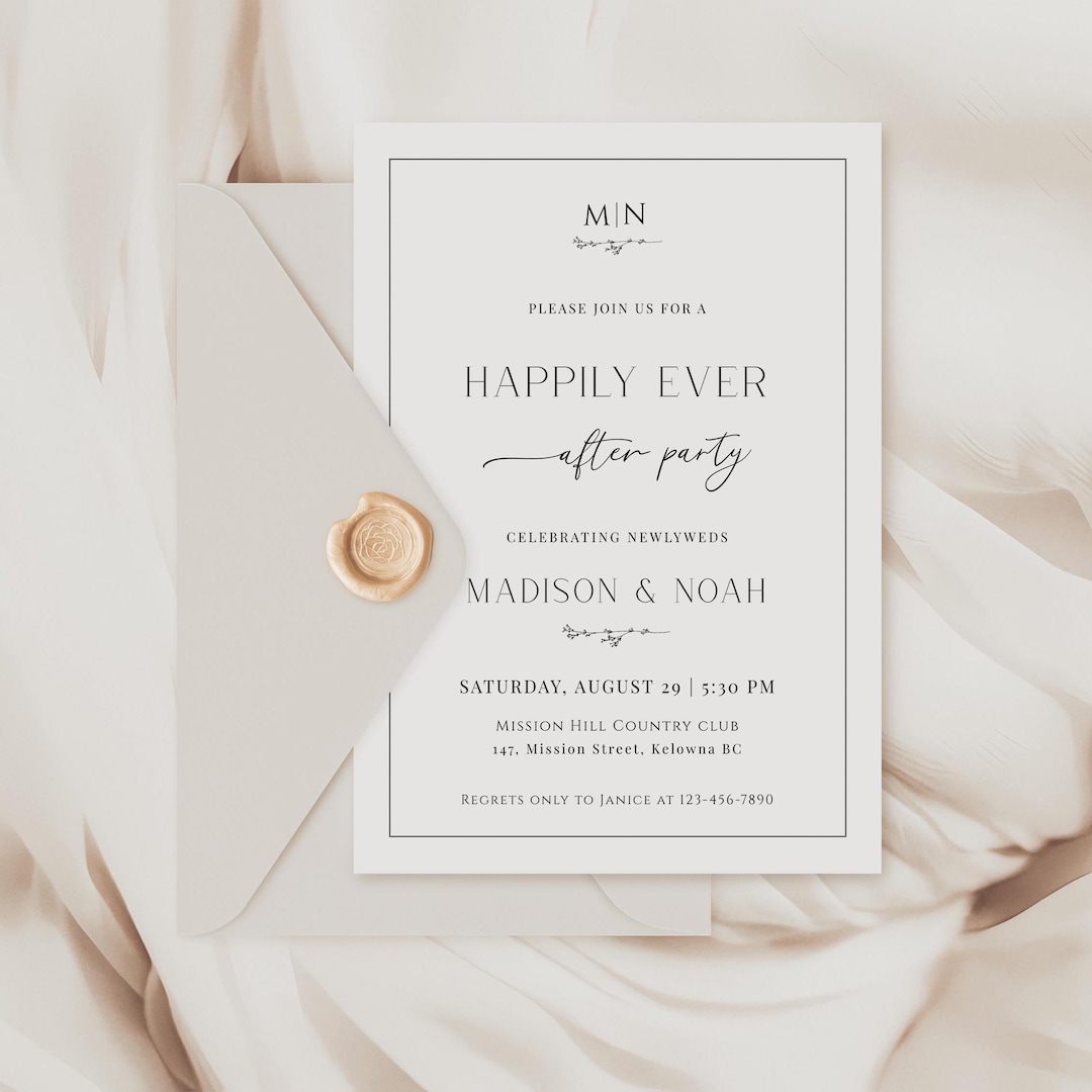 Elopement After Party Invite, Happily Ever After Party Invite ...