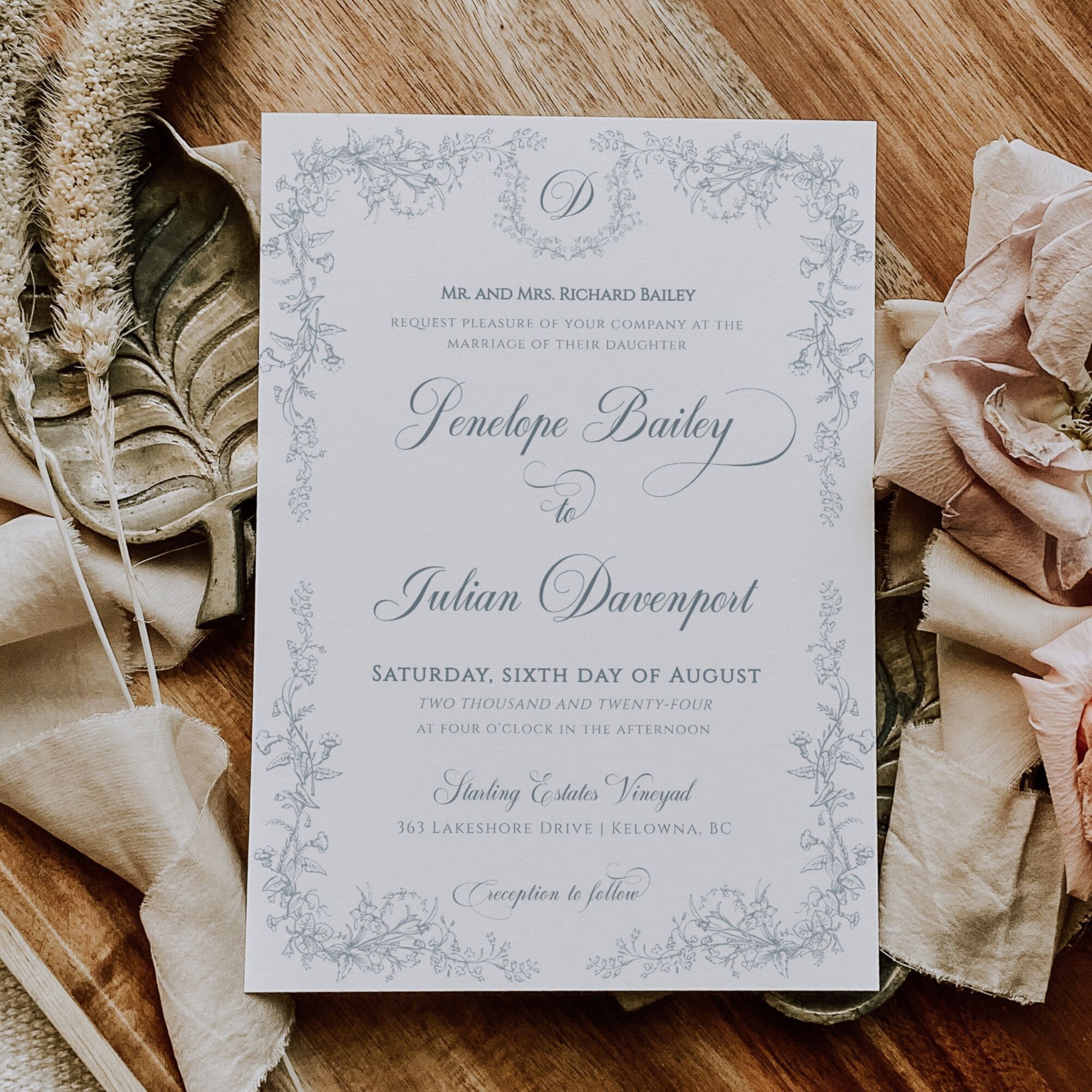 Chinoiserie Wedding Invitation, French Toile Formal Wedding Invite ...