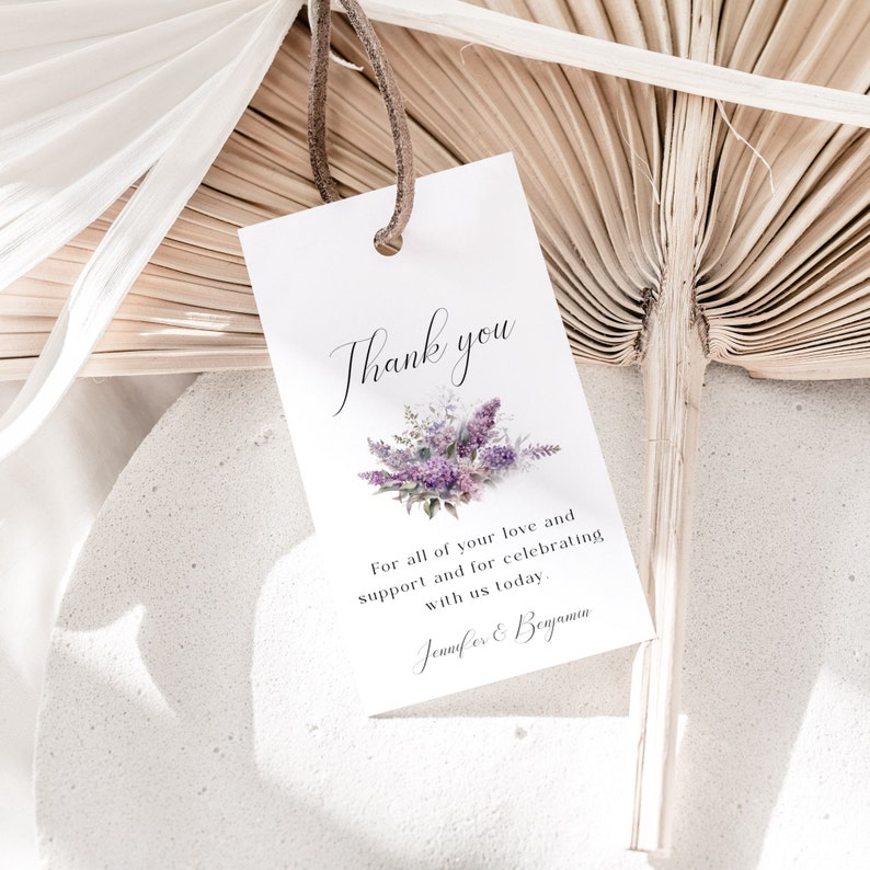 Wedding Favor Tag Template, Lilac Wedding Favor Tag, Printable Favor ...