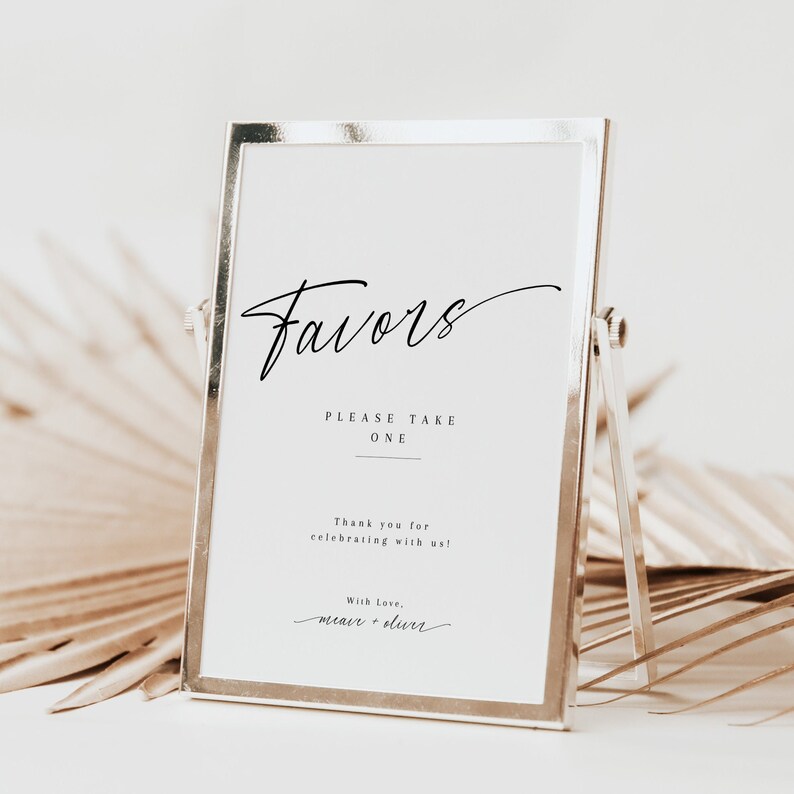 Minimalist Favors Sign, Wedding Favors Sign Template, Modern Printable ...