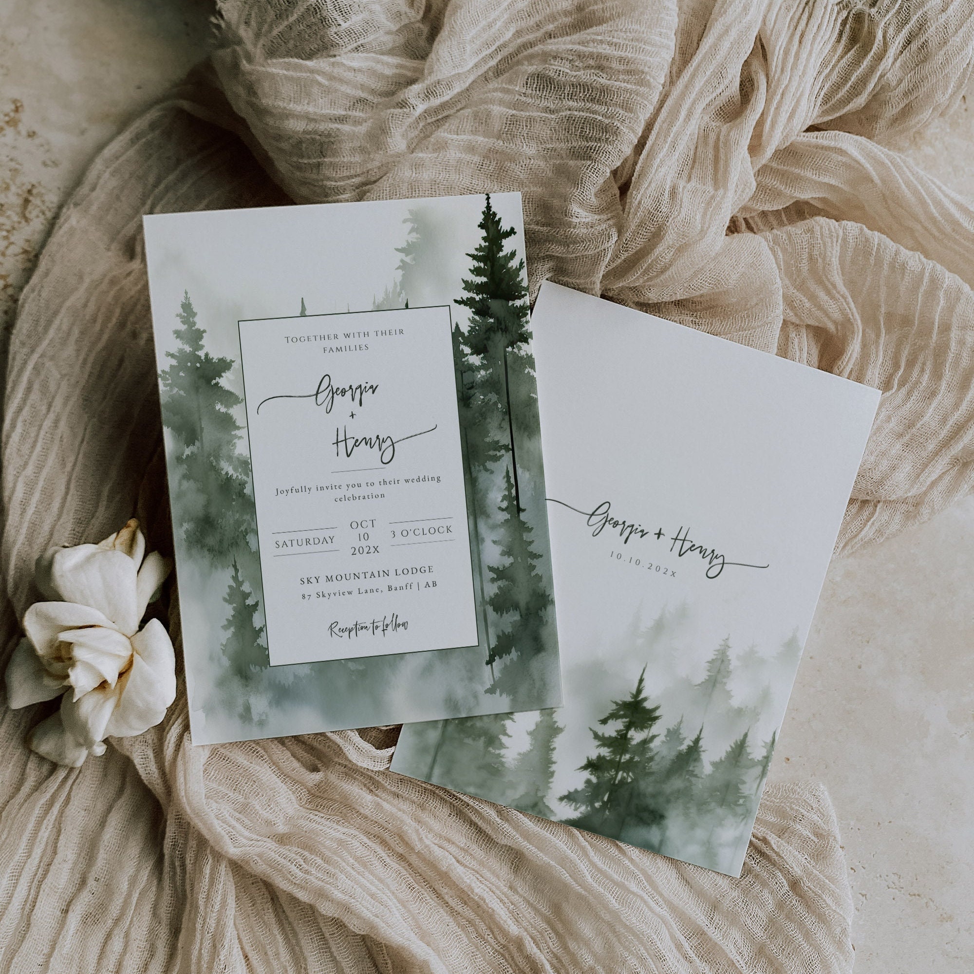 Rustic Wedding Invitation Template, Forest Wedding Invite, Fall Wedding ...
