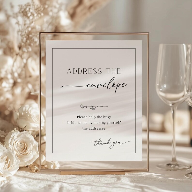 Address the Envelope Sign Bridal Shower, Minimalist Write Your Address ...