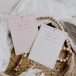 How Old Was the Bride to Be Game, Pink Bow Bridal Shower Game ...