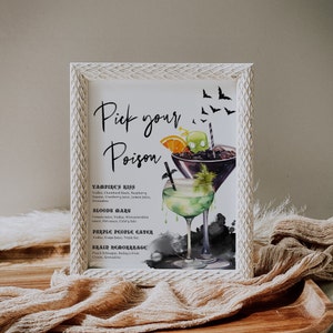 Halloween Pick Your Poison Bar Menu Template, Printable Drinks Sign ...