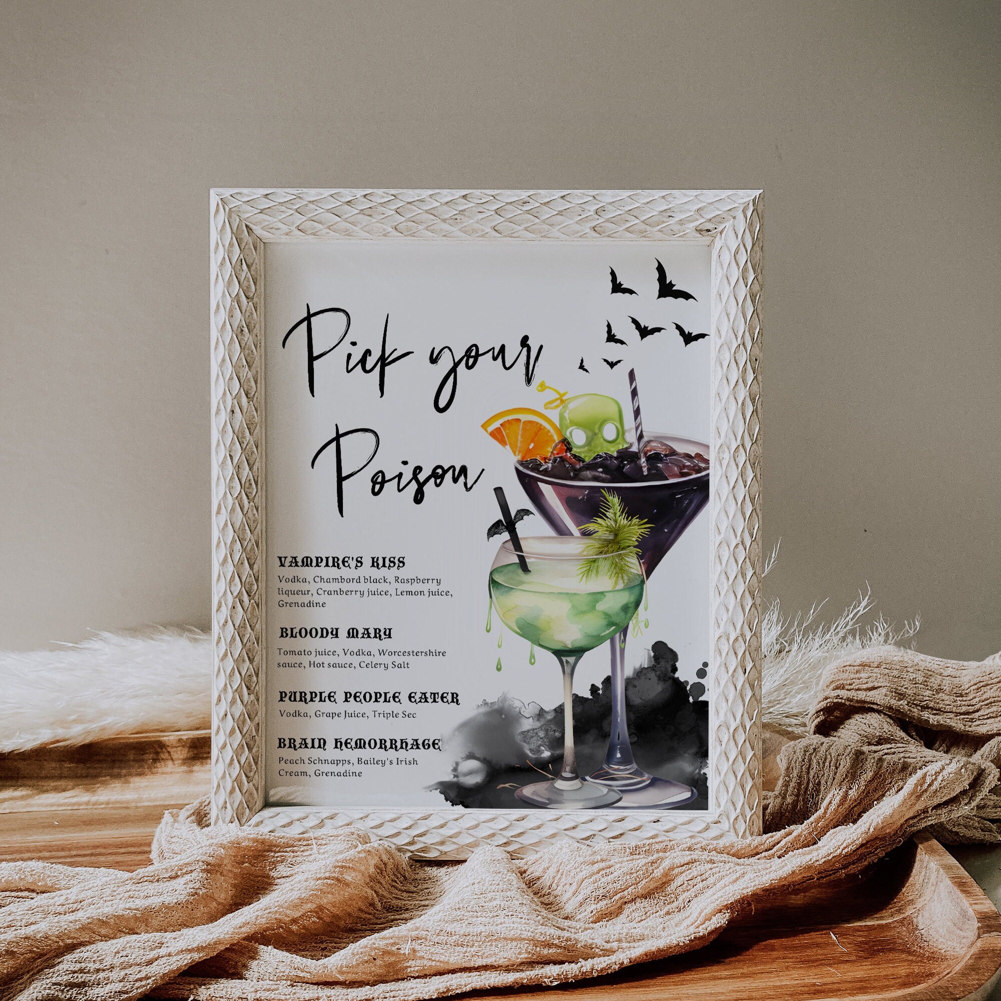 Halloween Pick Your Poison Bar Menu Template, Printable Drinks Sign ...