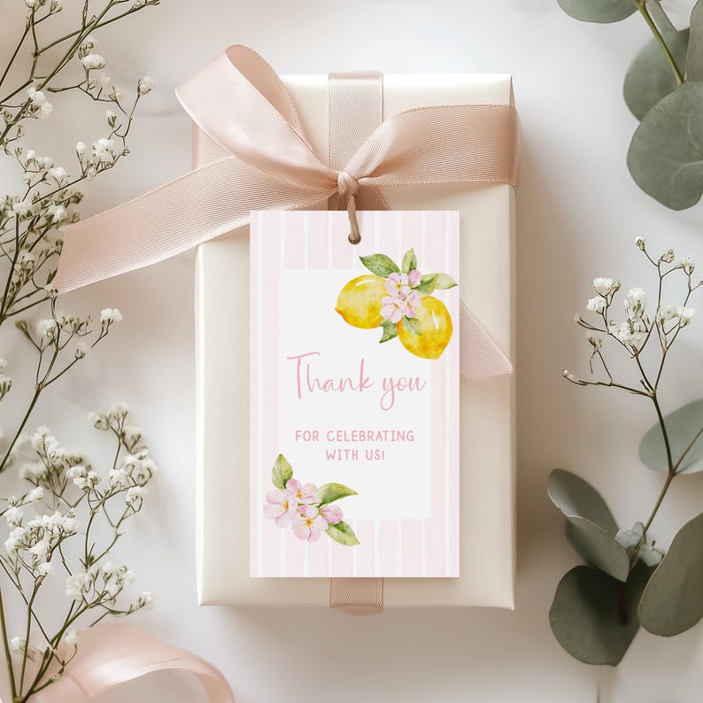Lemon Baby Shower Favor Tag, Citrus Thank You Gift Tag, Printable Ciao ...
