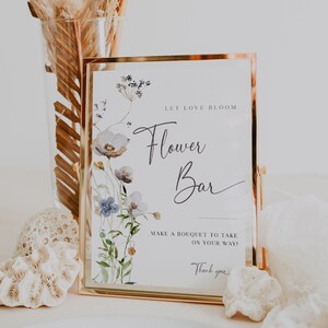 Flower Bar Sign, Wildflower Bar Sign Template, Bouquet Bar Sign ...