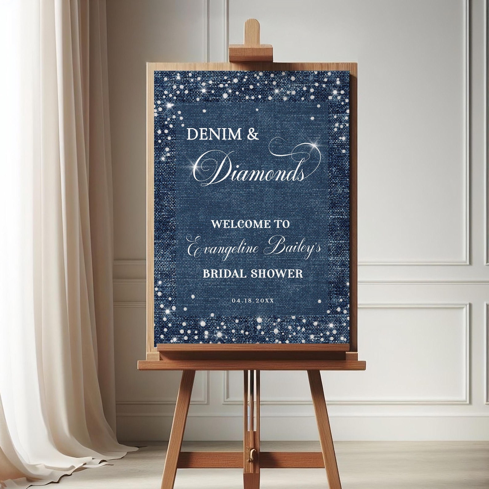 Denim and Diamonds Party Welcome Sign, Denim & Diamonds Bridal Shower ...