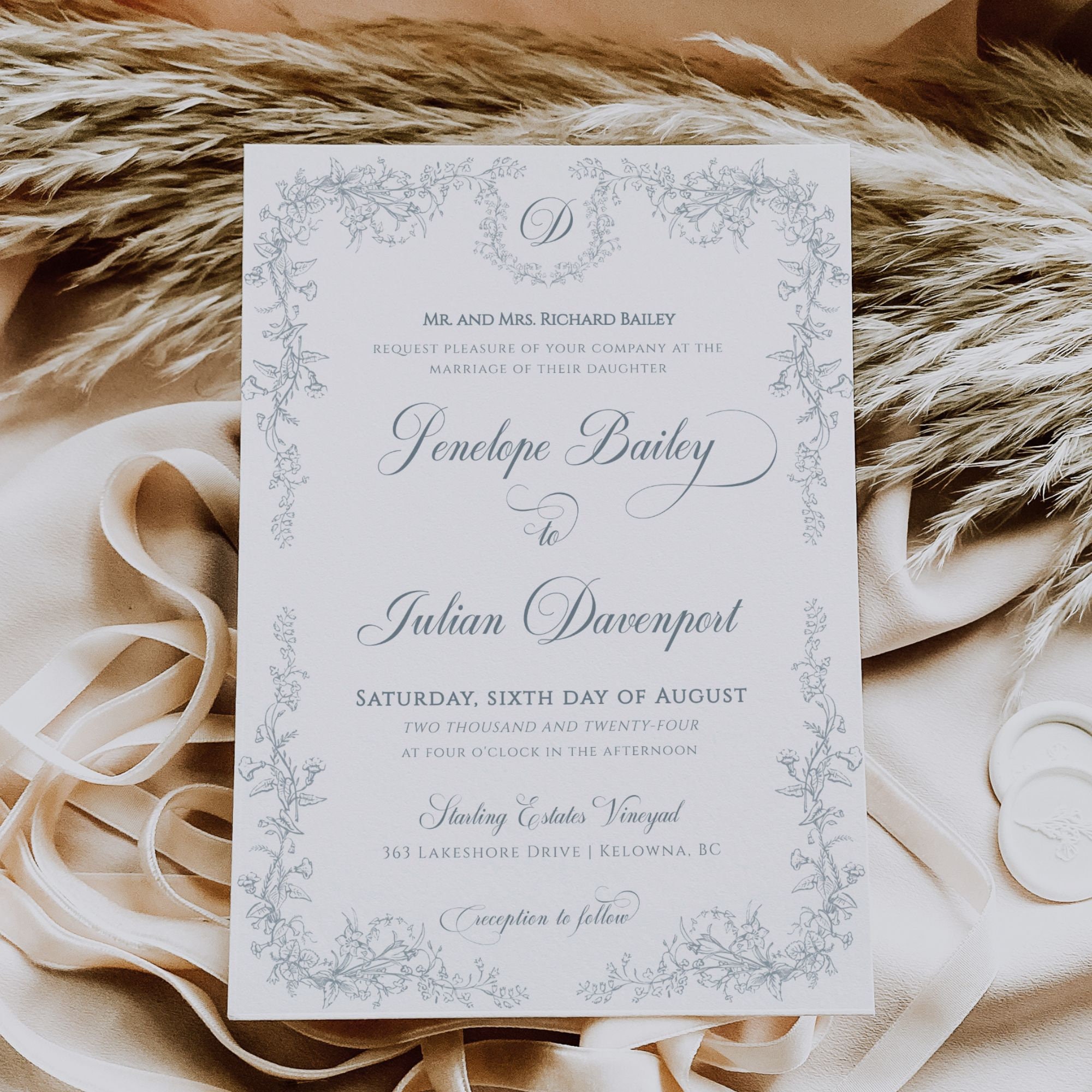 Chinoiserie Wedding Invitation, French Toile Formal Wedding Invite ...