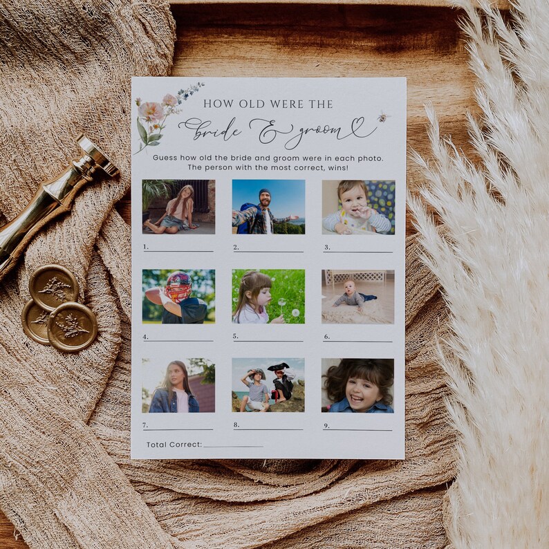 How Old Were They Bride and Groom Game, How Old Were They Game Template ...