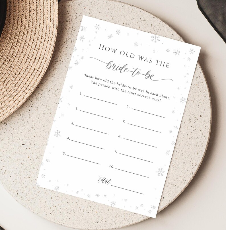 How Old Was the Bride to Be Game, Snow in Love Bridal Shower Game ...