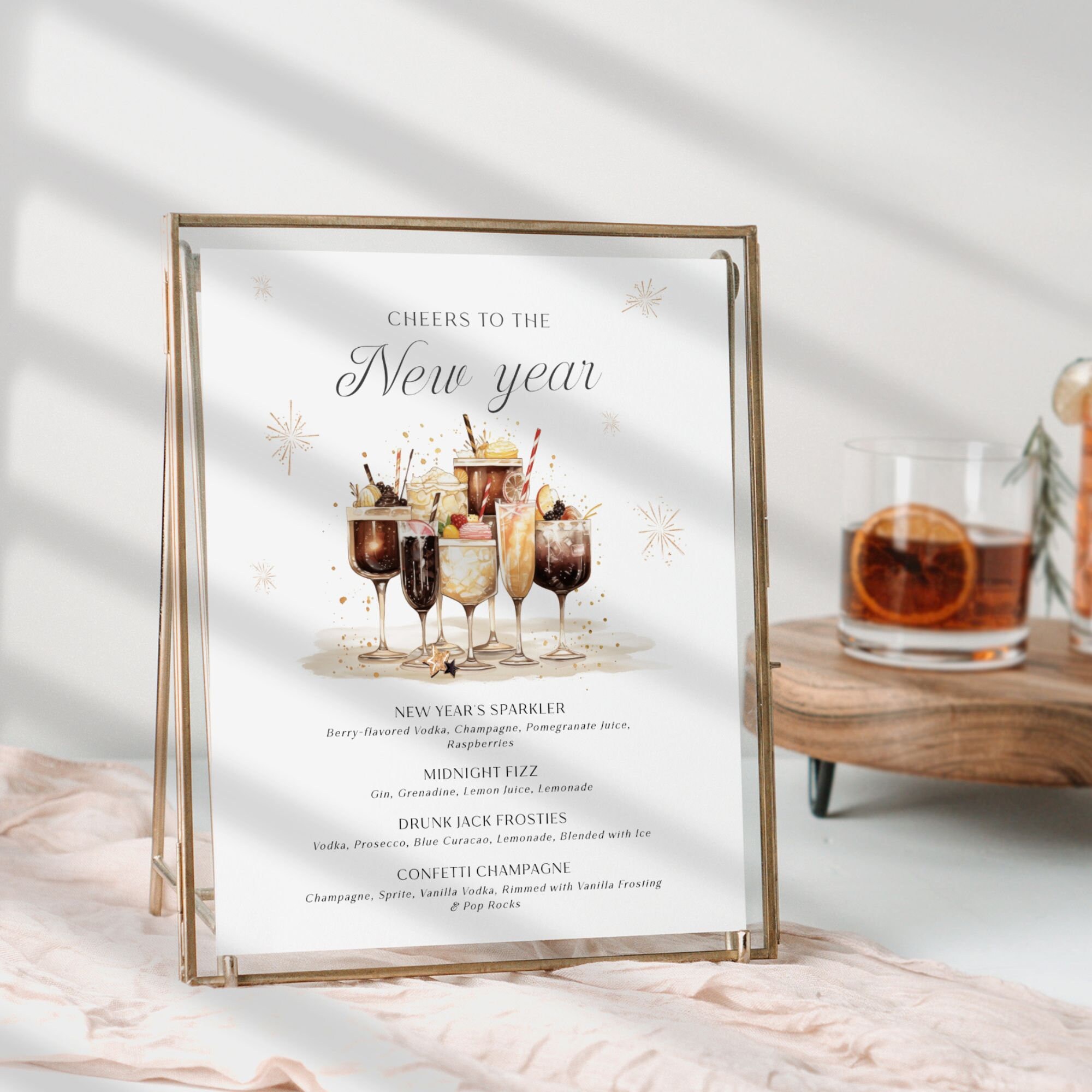 New Years Eve Bar Menu Sign Template, Holiday Bar Sign, New Years Party ...