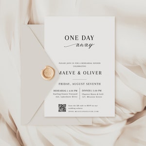 One Day Away Rehearsal Dinner Invitation, Minimalist Rehearsal Dinner ...