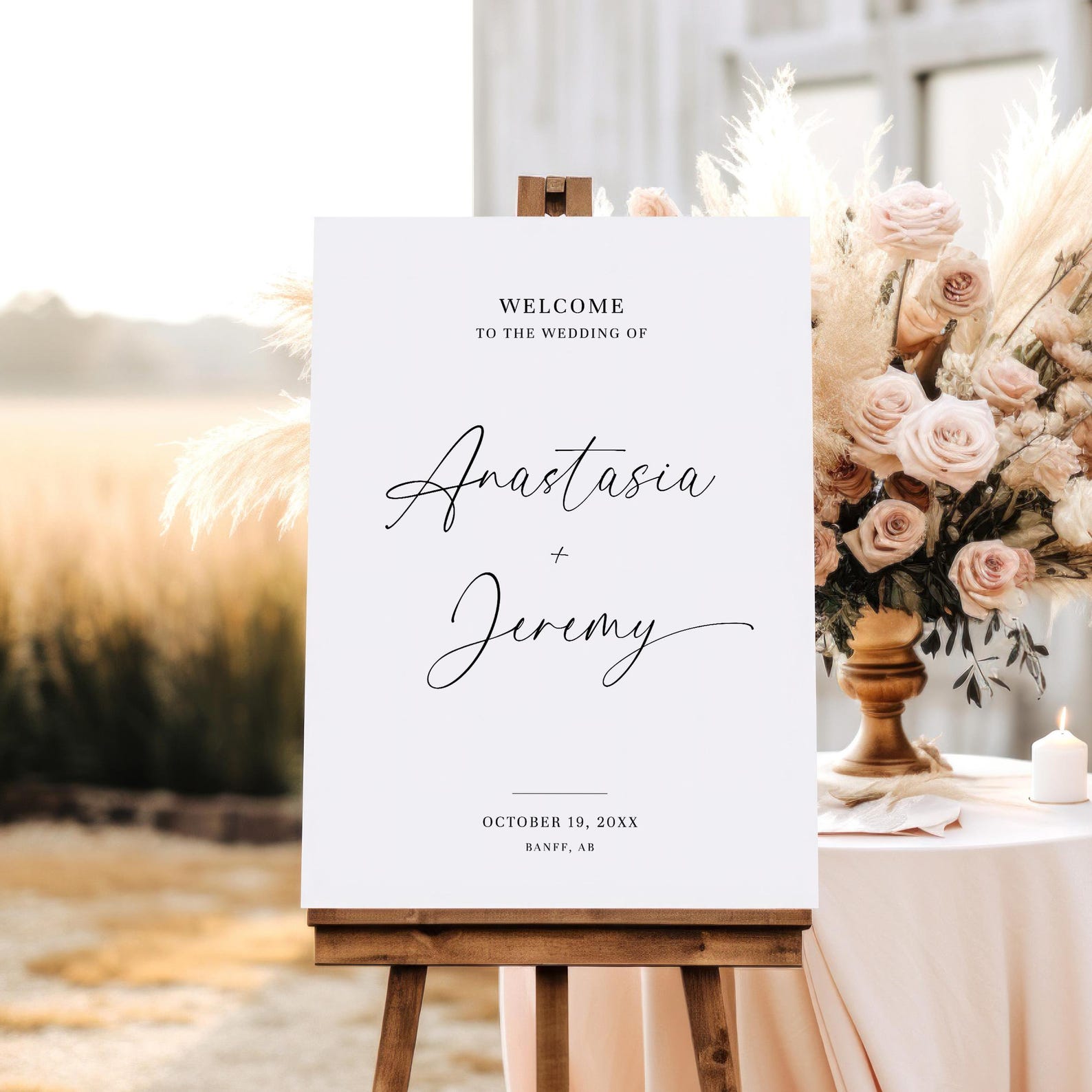 Minimalist Wedding Welcome Sign, Simple Wedding Welcome Sign, Large ...