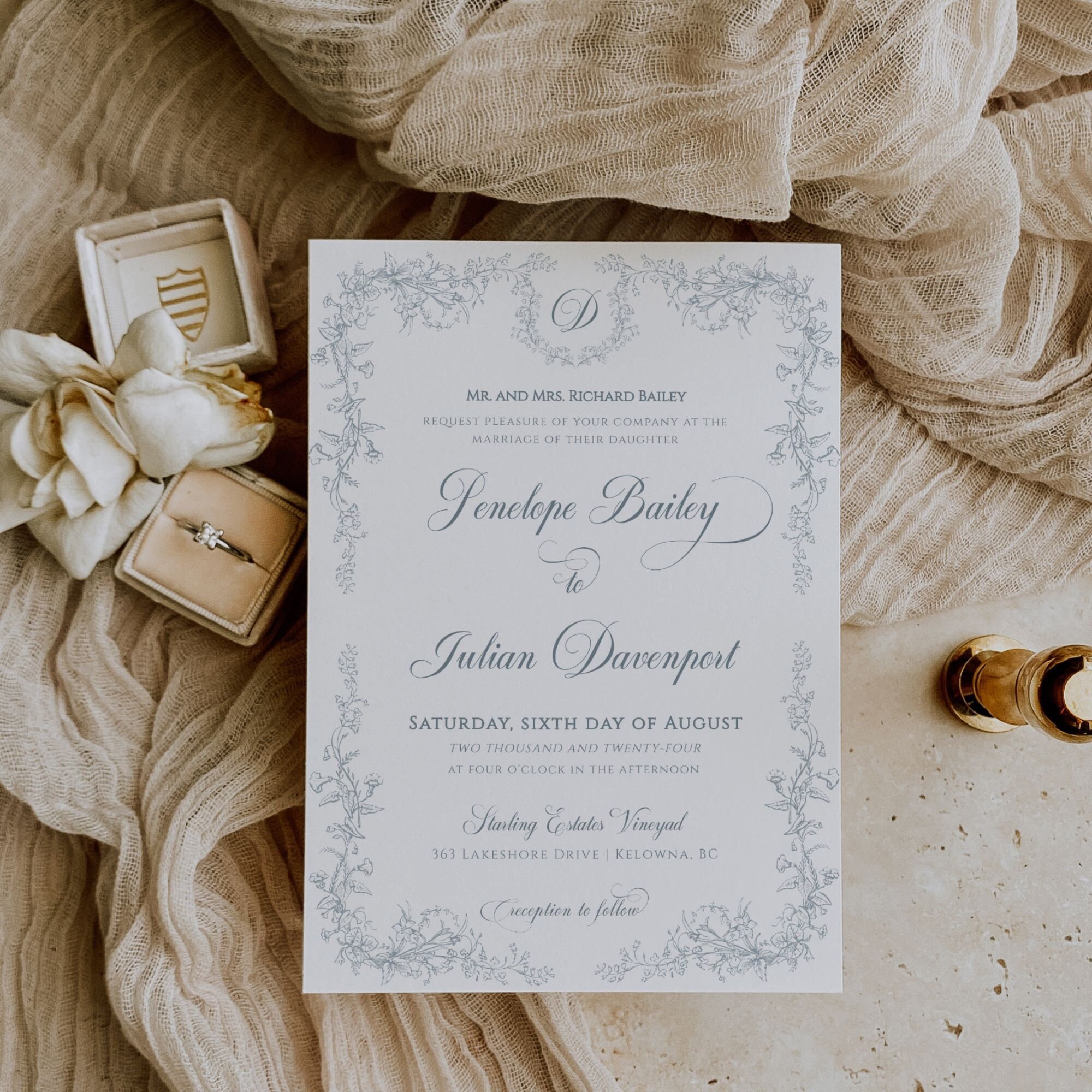 Chinoiserie Wedding Invitation, French Toile Formal Wedding Invite ...