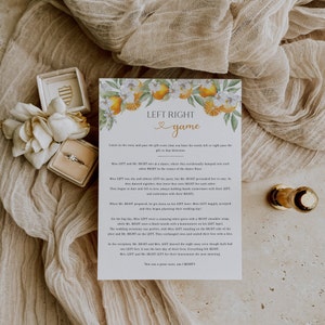 Left Right Bridal Shower Game, Citrus Bridal Shower Game, Bridal Pass ...