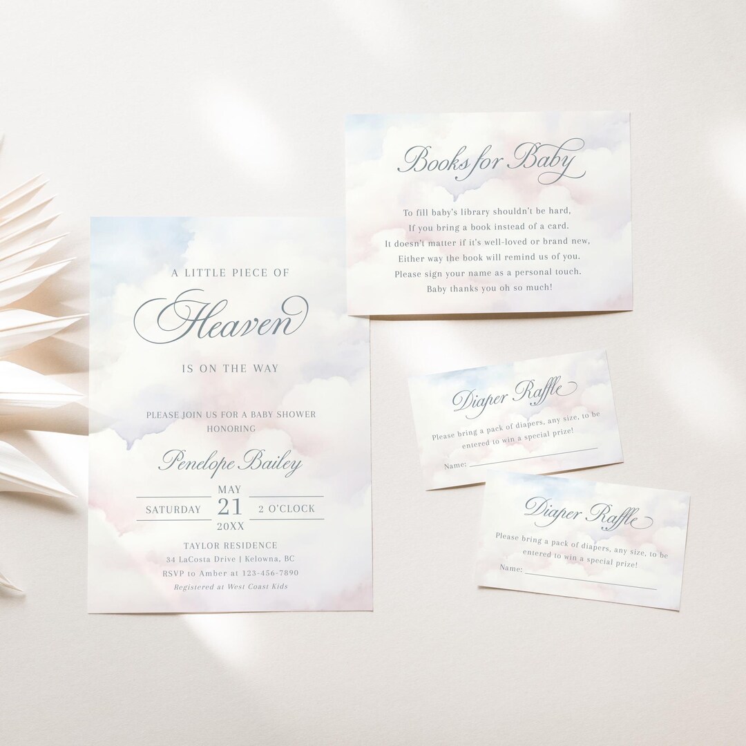 A Little Piece of Heaven Baby Shower Invitation Bundle, Heaven-sent ...