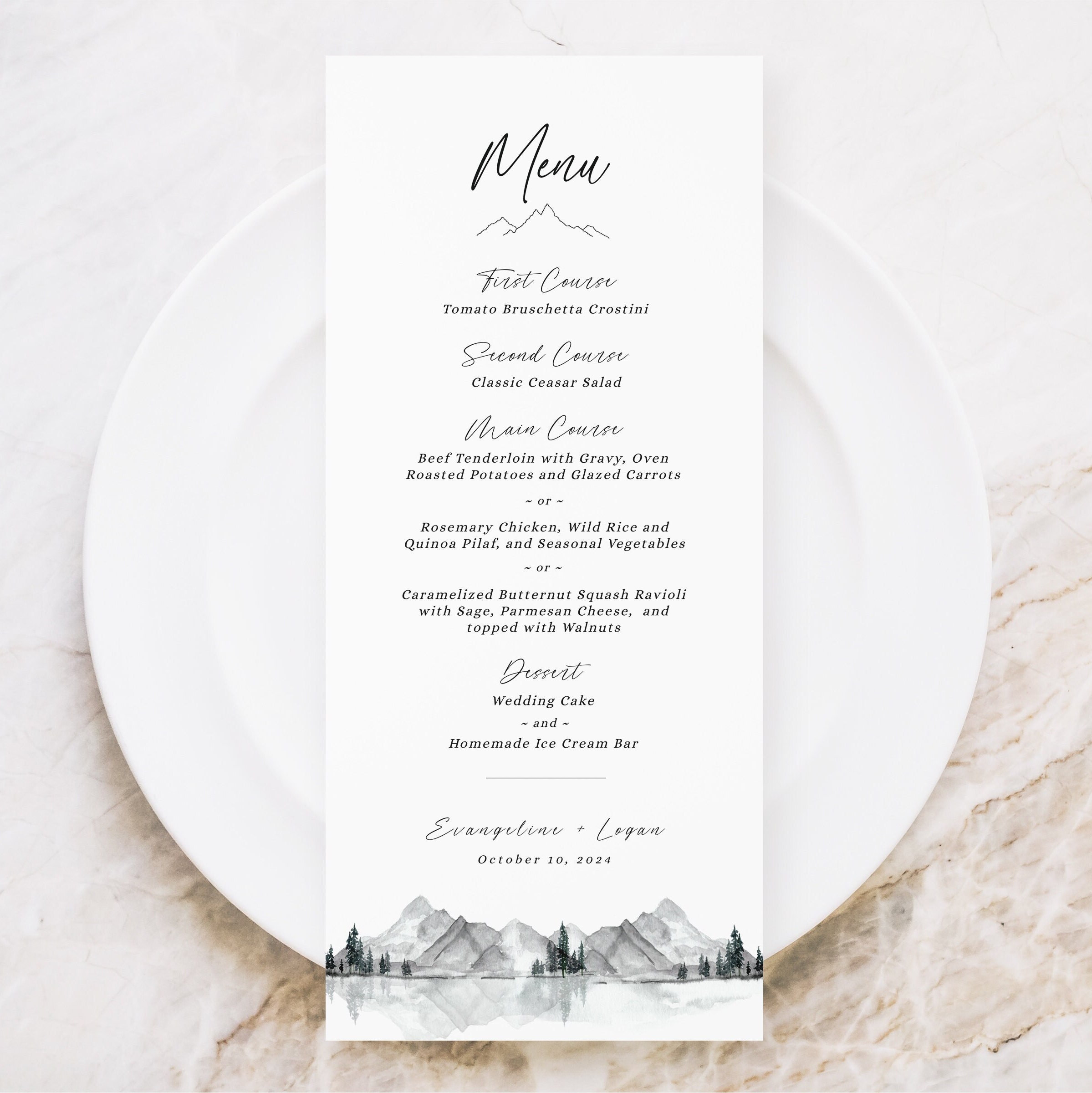 Rustic Wedding Menu Template Editable Dinner Menu Card - Etsy