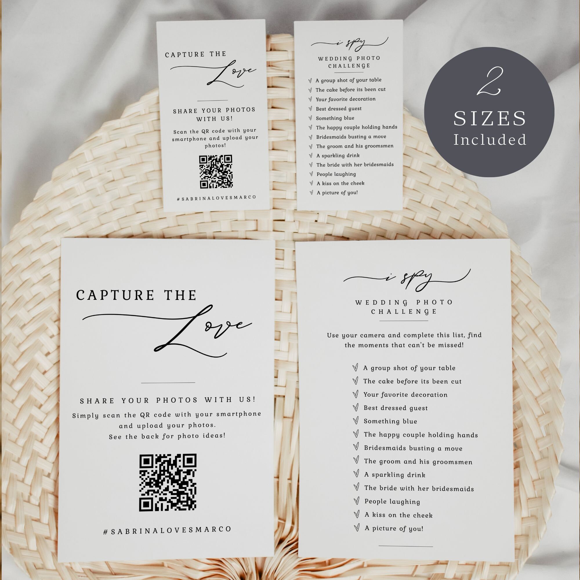 Capture the Love Wedding QR Code Card, Wedding Photo Card, QR Code ...