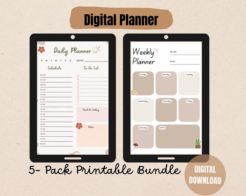 Digital Printable Aesthetic Planner Daily Planner Weekly - Etsy