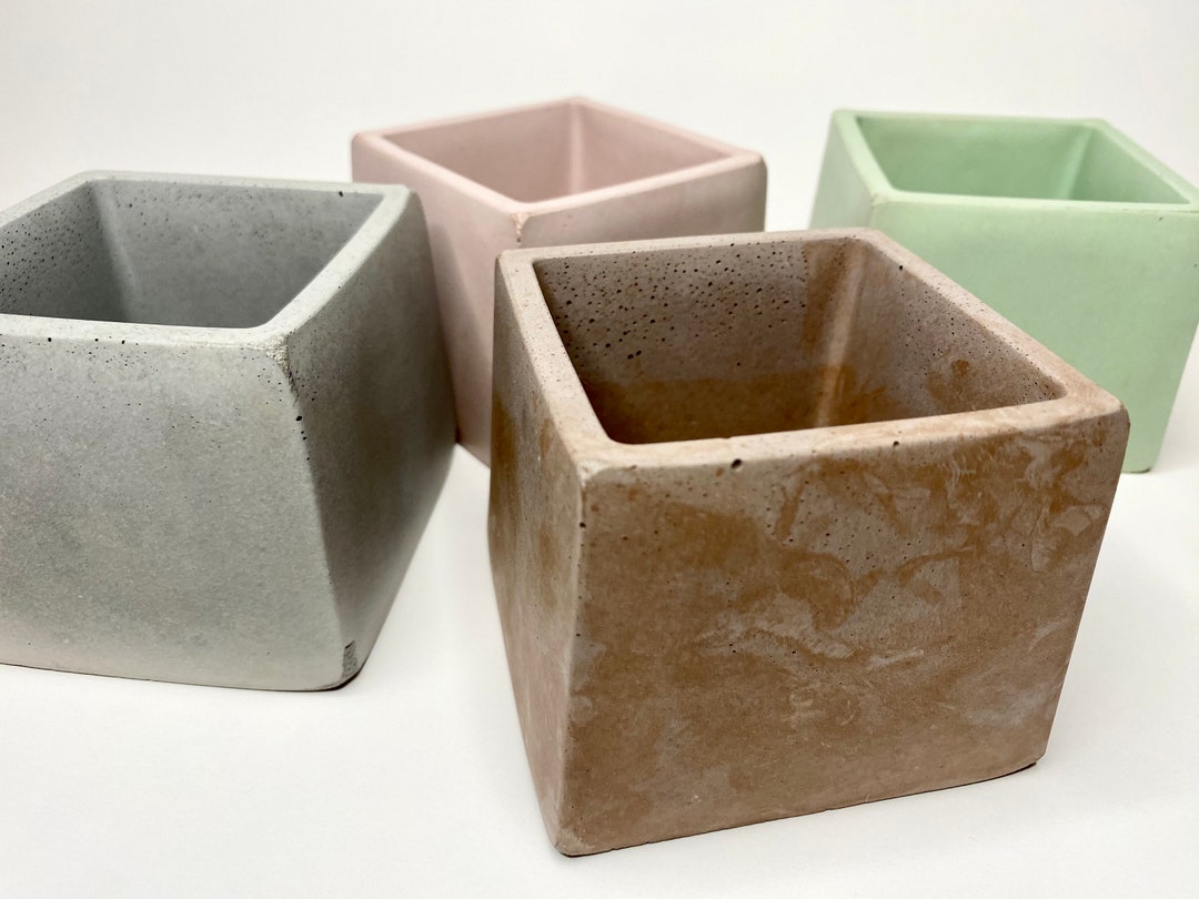 Concrete Square Plant Pot Cement Planter Square Container Home Decor ...