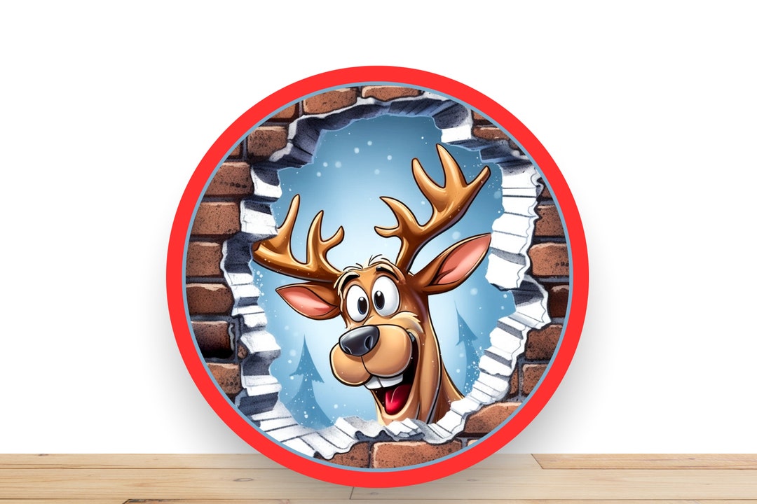 Christmas Goofy Reindeer Wreath Sign, Round Metal Sign, Desert Wreath ...