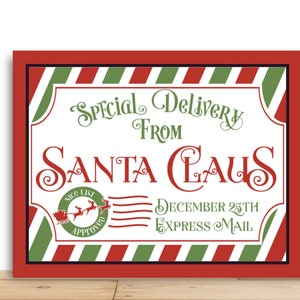 Christmas Wreath Sign, Special Delivery for Santa Claus Rectangle Metal ...