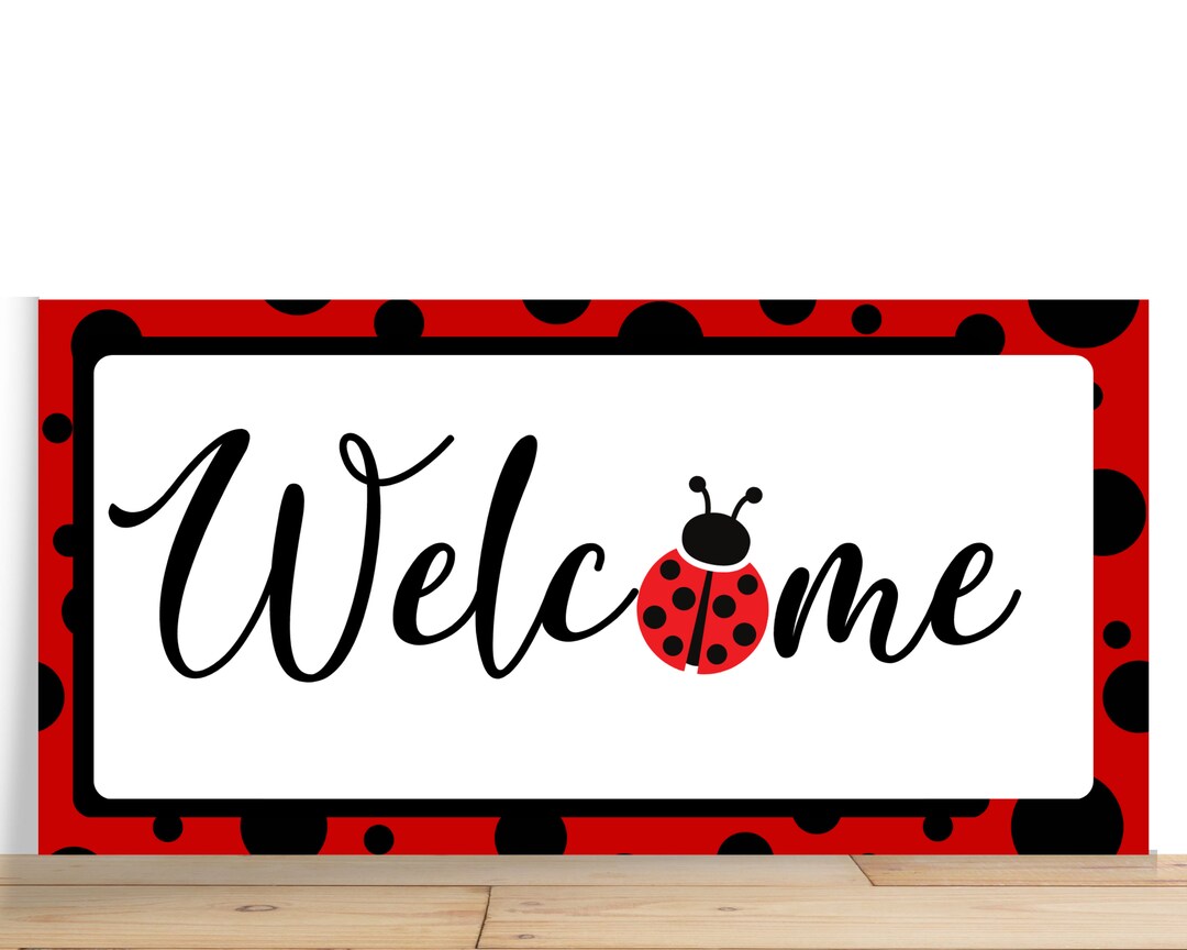 Ladybug Wreath Sign, Welcome Ladybug Wreath Sign, Summer Wreath Sign ...