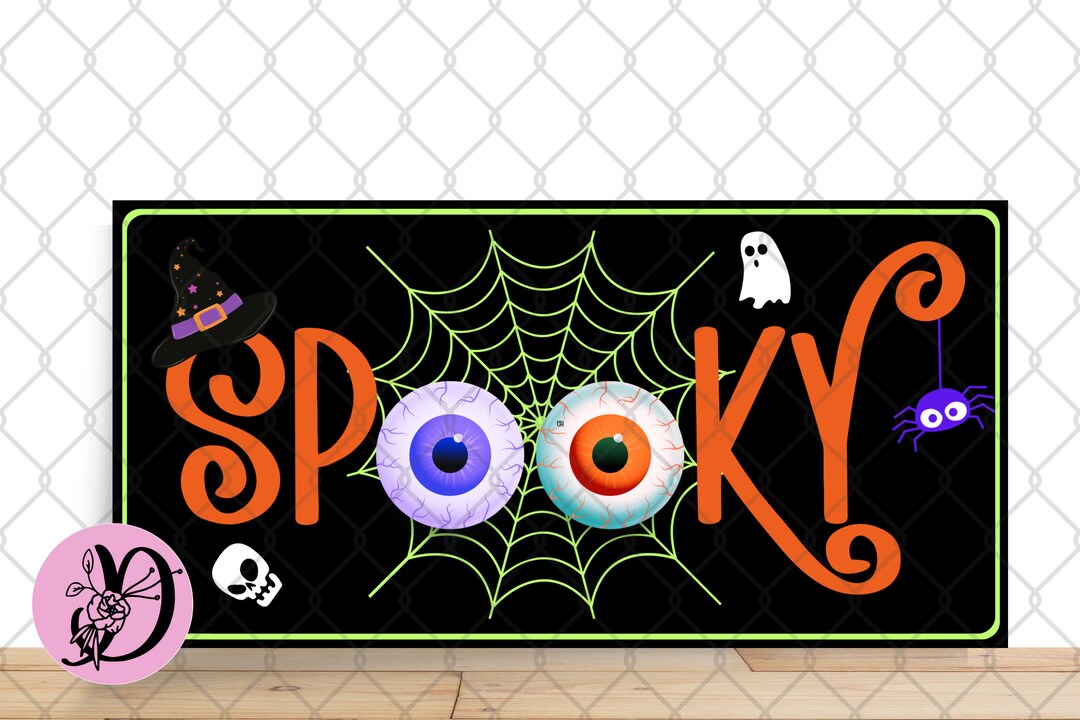 Halloween Wreath Sign, Spooky Halloween Rectangle Metal Sign, Sign for ...