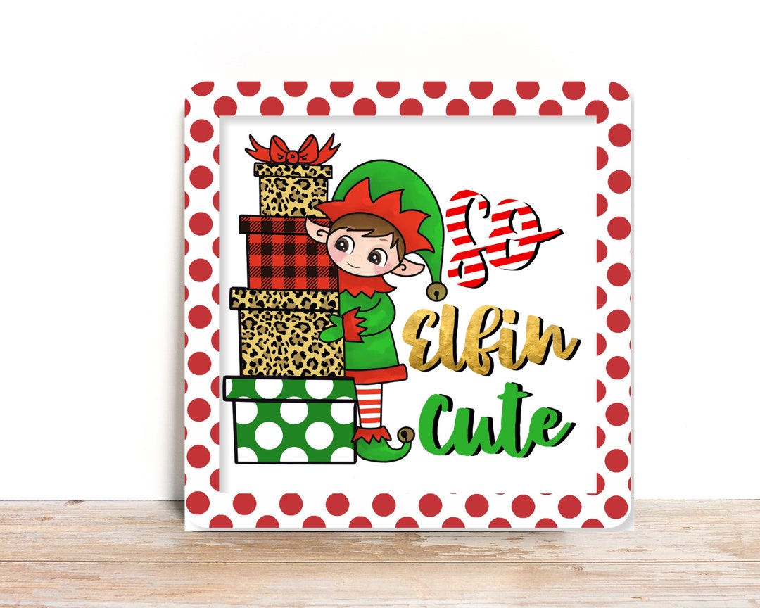 Christmas Wreath Sign, Elfin Cute Square Metal Sign, Sing for Wreath ...